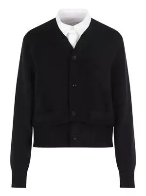 Sacai Layered V-neck Cardigan - Black