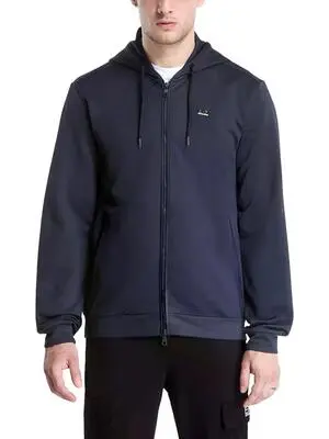 EA7 Lux Identity Logo-plaque Zip-up Hoodie - Blue