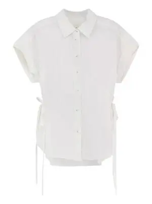 Closed Tie-detail Linen Shirt - White