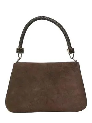 COCCINELLE Braided Handle Suede Tote Bag - Brown