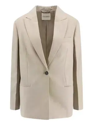 Closed Single-breasted Peak-lapel Blazer - Neutrals