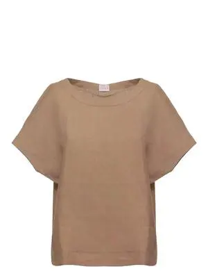 EMME Linen Short-sleeve Blouse - Neutrals