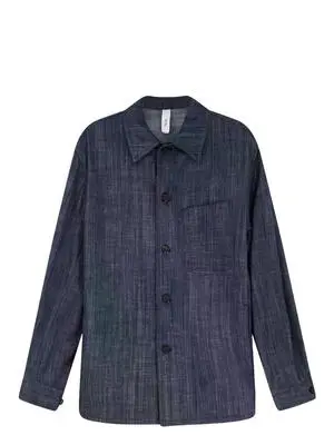 HEVO Bari Patch-pocket Long-sleeve Shirt Jacket - Blue