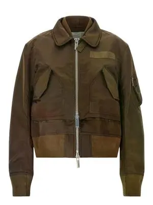 Sacai Layered Zip-up Jacket - Brown