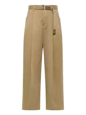 Sacai Belted Straight-leg Trousers - Neutrals