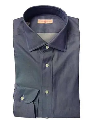 Luciano Barbera Chambray Cotton Shirt - Blue