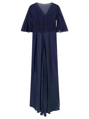 Alberta Ferretti Ruffled Satin-finish Maxi Dress - Blue