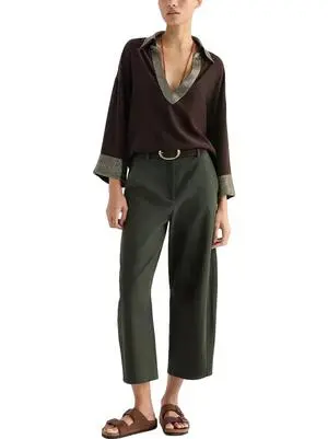 TWP Cropped Wide-leg Trousers - Green