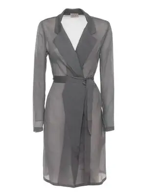 EMME Sheer Belted Coat - Grey