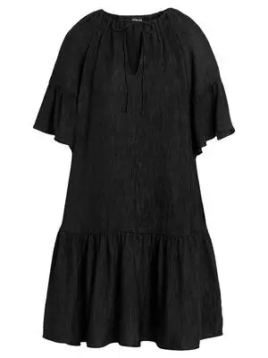 ANINE BING Lolita Plissé Lyocellblend Mini Dress - Black