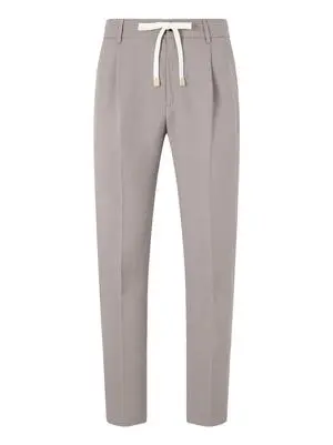 Eleventy Straight-leg Lyocell And Linen-blend Trousers - Green