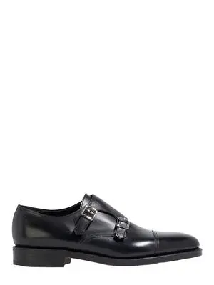John Lobb Monk Strap Glossed Leather Shoes - Black