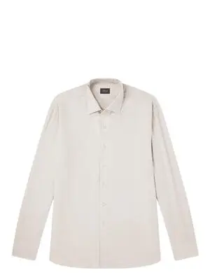 Brioni Marcello Cotton And Cashmere-blend Shirt - Neutrals