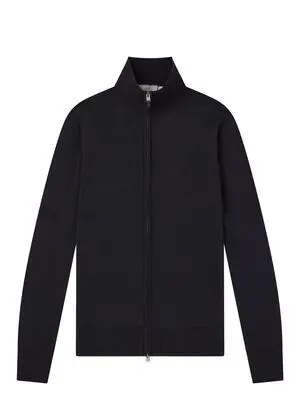 Canali Wool Zip-up Sweater - Black