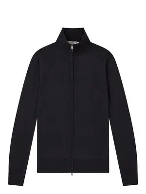 Canali Wool Zip-up Sweater - Black