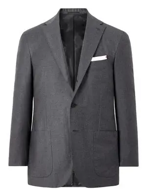 Kiton Brushed Wool Suit Jacket - Gray
