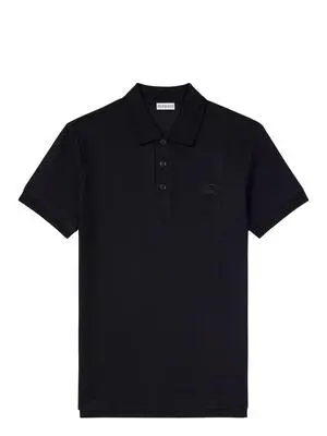 Burberry Logo-embroidered Cotton-piqué Polo Shirt - Black