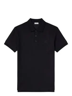 Burberry Logo-embroidered Cotton-piqué Polo Shirt - Black