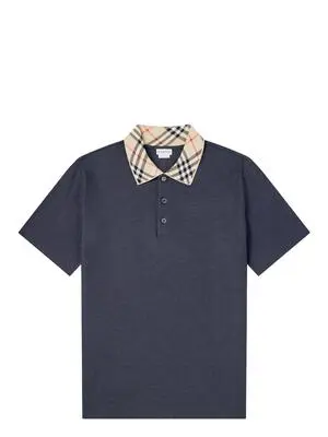 Burberry Checked Cotton-piqué Polo Shirt - Gray