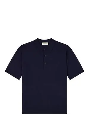 Dries Van Noten Murice Merino Wool Polo Shirt - Blue