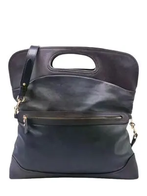 FERRAGAMO Fold-over Leather Shoulder Bag - Black