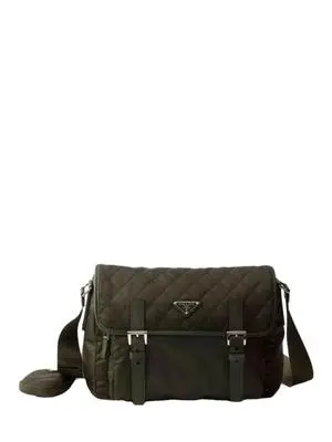 PRADA Prada Large Quilted Re-Nylon Shoulder Bag With Saffiano Trim