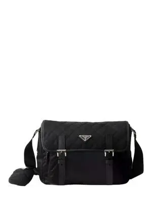 PRADA Prada Large Quilted Re-Nylon Shoulder Bag With Saffiano Trim