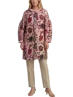 Alberta Ferretti Floral Print Balloon Sleeve Coat - Pink