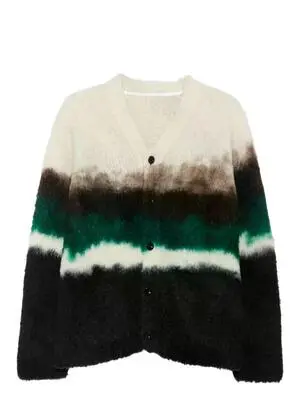 Sacai Striped V-neck Cardigan - White