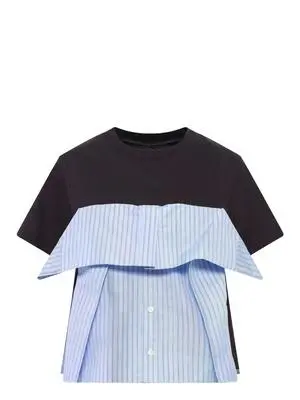 Sacai Striped Panelled T-shirt - Black
