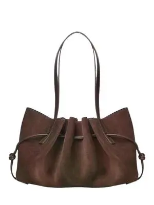 Yuzefi Scallop Ruched-suede Shoulder Bag - Brown