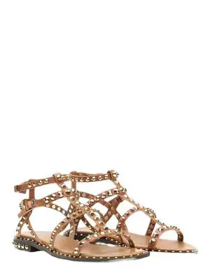 Ash Precious Stud-embellished Caged Sandals - Brown