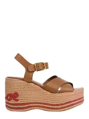 Chloé Leather Platform Sandals - Brown