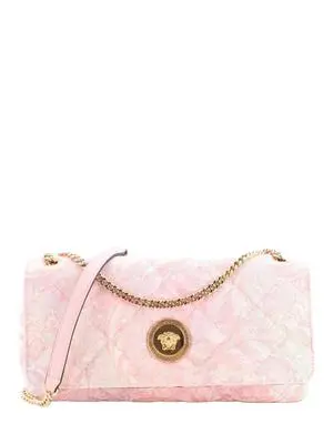 Versace Versace Medusa Icon Chain Flap Bag Quilted Barocco Jacquard East West Shoulder Bag Pink