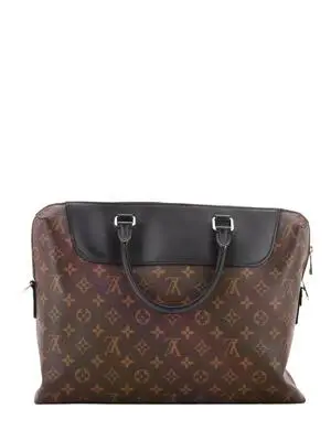 LOUIS VUITTON Porte-documents Jour Nm Macassar Monogram Canvas Business Bag - Black