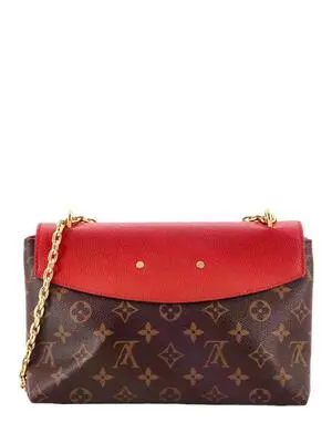 LOUIS VUITTON Saint Placide Handbag Monogram Canvas And Leather Shoulder Bag - Red
