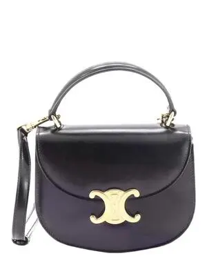 Celine Triomphe Besace Cléa Top Handle Flap Bag - Black