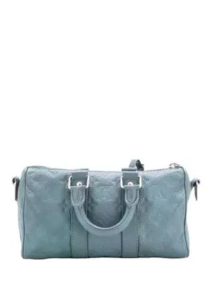 LOUIS VUITTON Monogram Taurillon Leather Keepall Bandouliere 25 Handbag - Blue