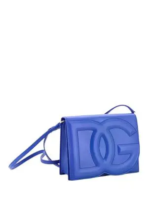 Dolce & Gabbana Dg Logo Flap Shoulder Bag Leather Small Crossbody Bag - Blue