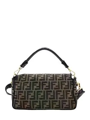 Fendi Baguette Nm Bag Zucca Canvas Medium Shoulder Bag - Black