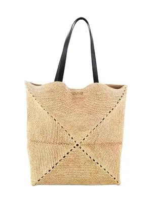 Loewe Puzzle Fold Raffia Large Tote Bag - Neutrals