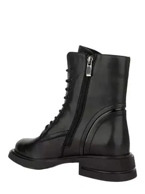 LINDA BAUMANN Lace Up Leather Ankle Boots - Black