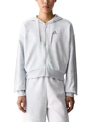 Adidas Logo-embroidered Zip-up Hoodie - Grey