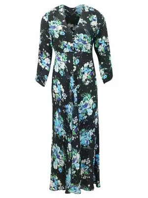 Rixo Floral-print Long-sleeve Maxi Dress - Black