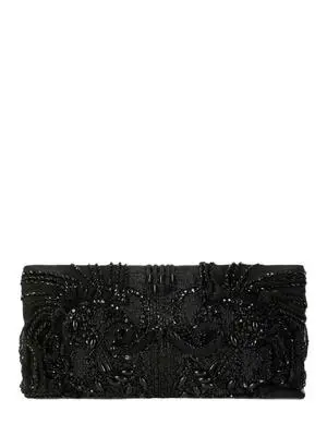 ELISABETTA FRANCHI Bead-embroidered Satin Clutch Bag