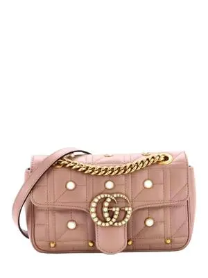 Gucci Matelasse Leather Mini Shoulder Bag With Embellishments - Neutrals