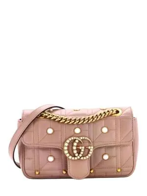 Gucci Matelasse Leather Mini Shoulder Bag With Embellishments - Neutrals