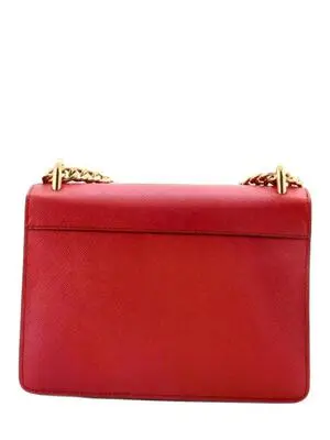 Prada Chain Flap Bag Saffiano Leather Small Crossbody Bag - Red