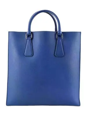 Prada Open Saffiano Leather North South Tote Bag - Blue