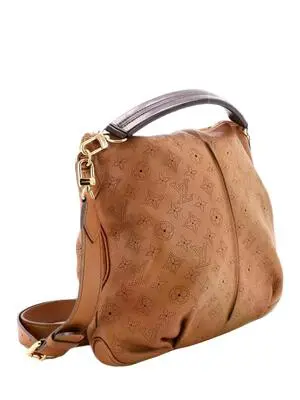 LOUIS VUITTON Selene Handbag Mahina Leather Pm Hobo Bag - Brown